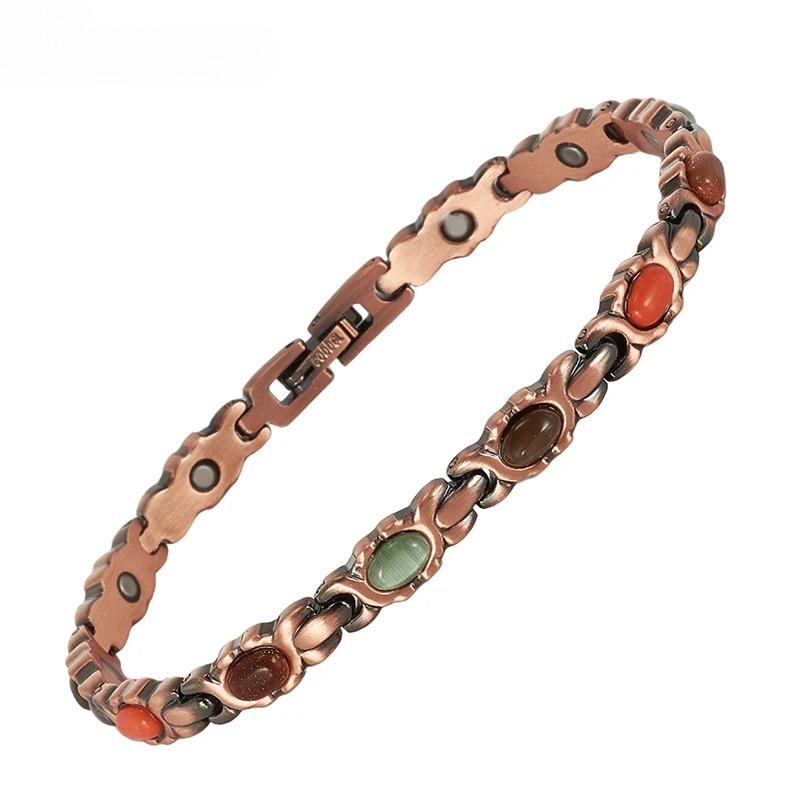 ブレスレット レディース 磁気 治療 レトロ 人工 猫目 金属 緑石・素材: 銅・処理: 電鍍・スタイル: 男女兼用・デザイン: 幾何学型・対象: 男女兼用・カラー: 銅・要素: 信封・種類: 手飾・テイスト: ファッションOL、通勤、民族/国風