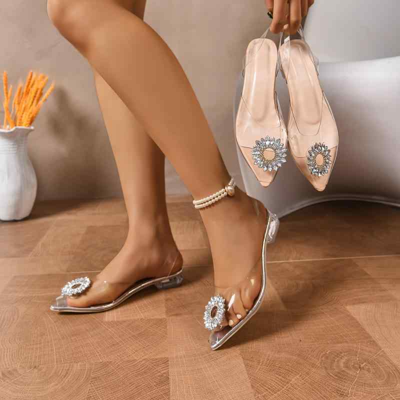 サンダル レディース 太ヒール ローヒール スケルトン チャンキーヒール ポインテッドトゥ スリッパ 歩きやすい 疲れない 滑り止め 普段使い かわいい おしゃれ 春夏