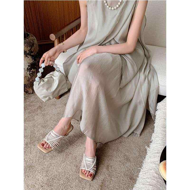 サンダル レディース ローマ風 編み込み チャンキーヒール 疲れない 履きやすい 外履き 普段使い かわいい ソフトボトム