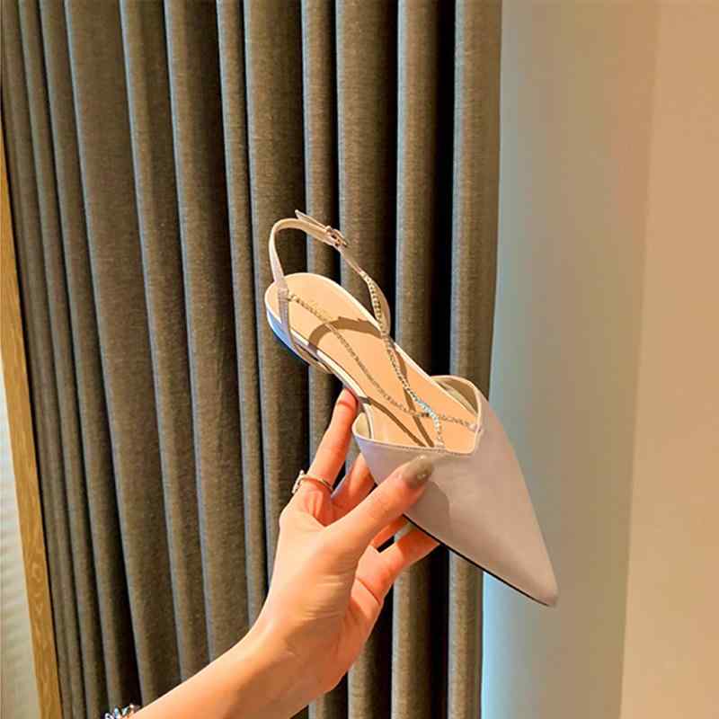 サンダル レディース 水晶 ジルコニア ぺたんこ フラット 痛くない 歩きやすい ポインテッドトゥ 大きいサイズ かわいい 幅広 41 42 43