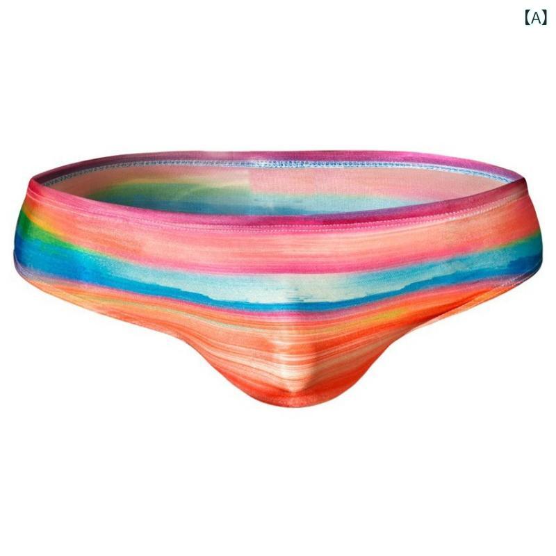 水着 メンズ 男性用 カラフル レインボー トライアングル セクシー サーフ パンツ