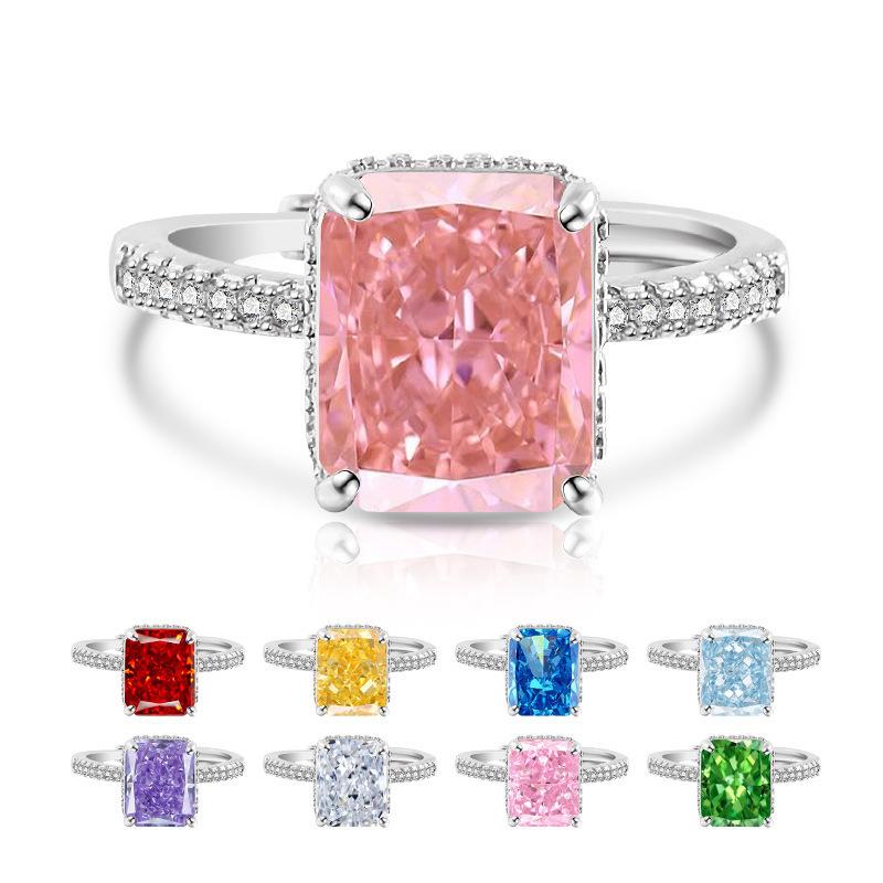 指輪 レディース 高炭素 長方形 カラー 氷花 カット キラキラ 豪華 普段使い パーティー