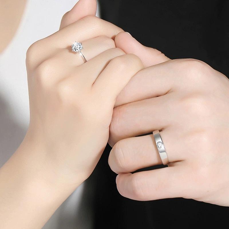 指輪 モアッサナイト ジルコニア S925 シルバー ペアリング アクセサリー 男性用 女性用 結婚指輪 豪華感 ラッキーアイテム