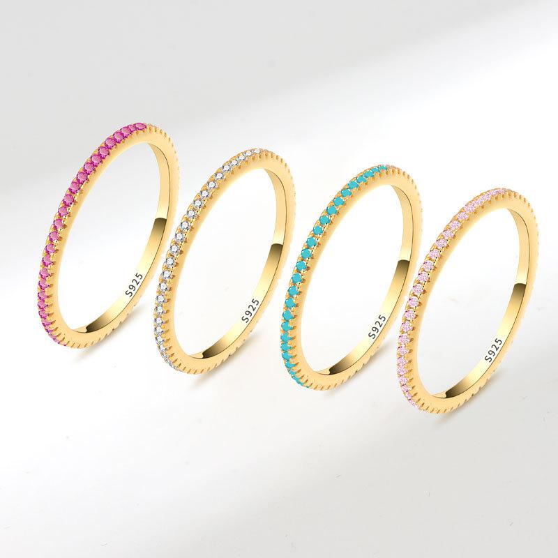 指輪 レディース S925 シルバー 満点 ジルコニア リング ハーフエタニティ 尾戒 韓国 アクセサリー シルバーアクセサリー