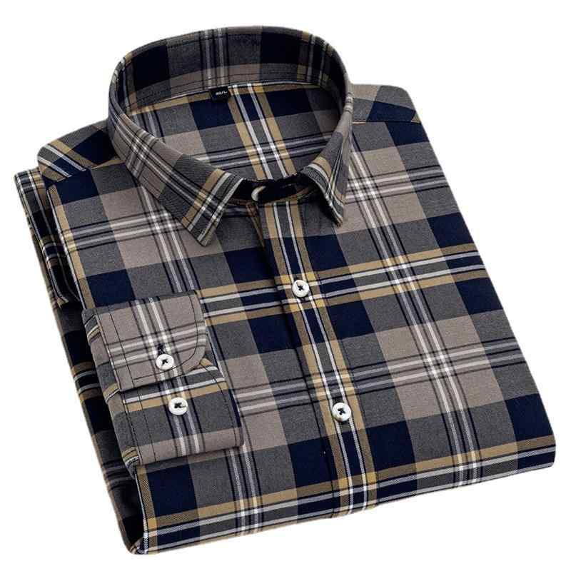 シャツ メンズ 男性用 竹繊維 格子柄 長袖 ミドルエイジ ビジネス カジュアル 開襟シャツ トップス 秋冬