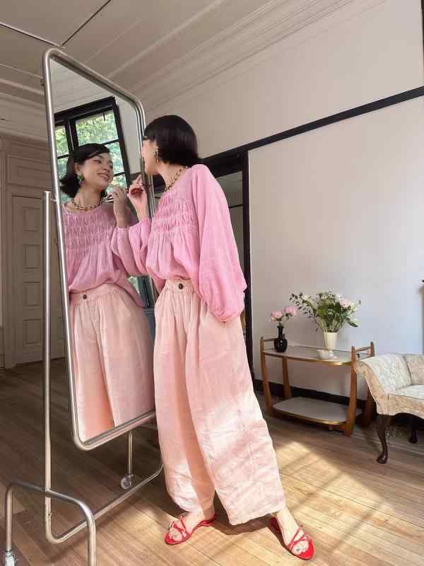 シャツ レディース 春夏 花柄 苧麻 小衫 重ね着 デザイン感 ブラウス フレンチスリーブ トップス 薄手 かわいい ナチュラル