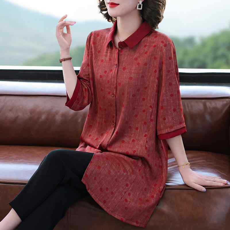 シャツ レディース 春夏 薄手 七分袖 上着 ミセス シニア向け 婦人服 カットソー トップス おしゃれ きれいめ エレガント 通勤着 普段使い