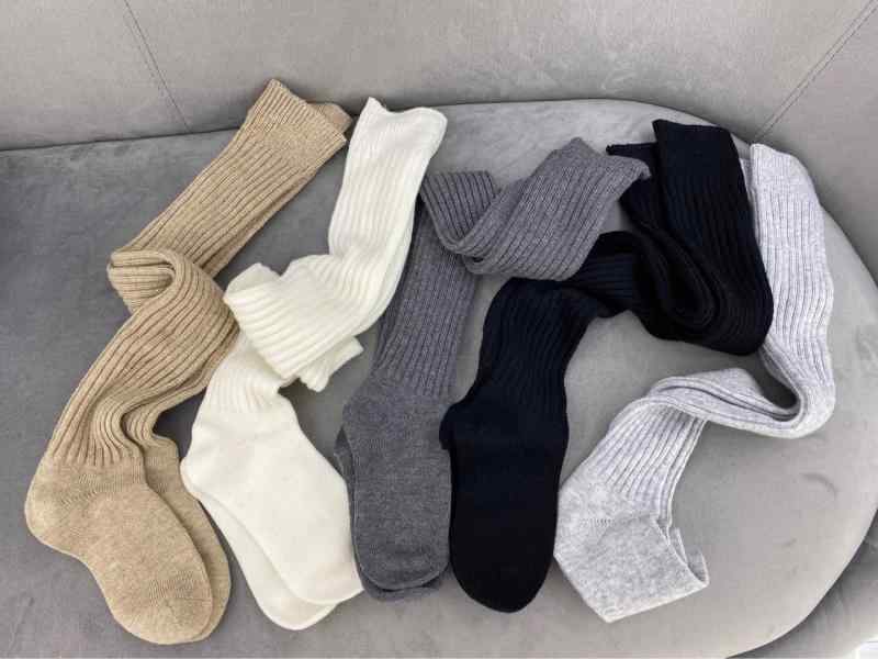 靴下 レディース 秋冬 ウール混 リブ編み カジュアル 重ね履き ミドル丈 ソックス あったか 防寒