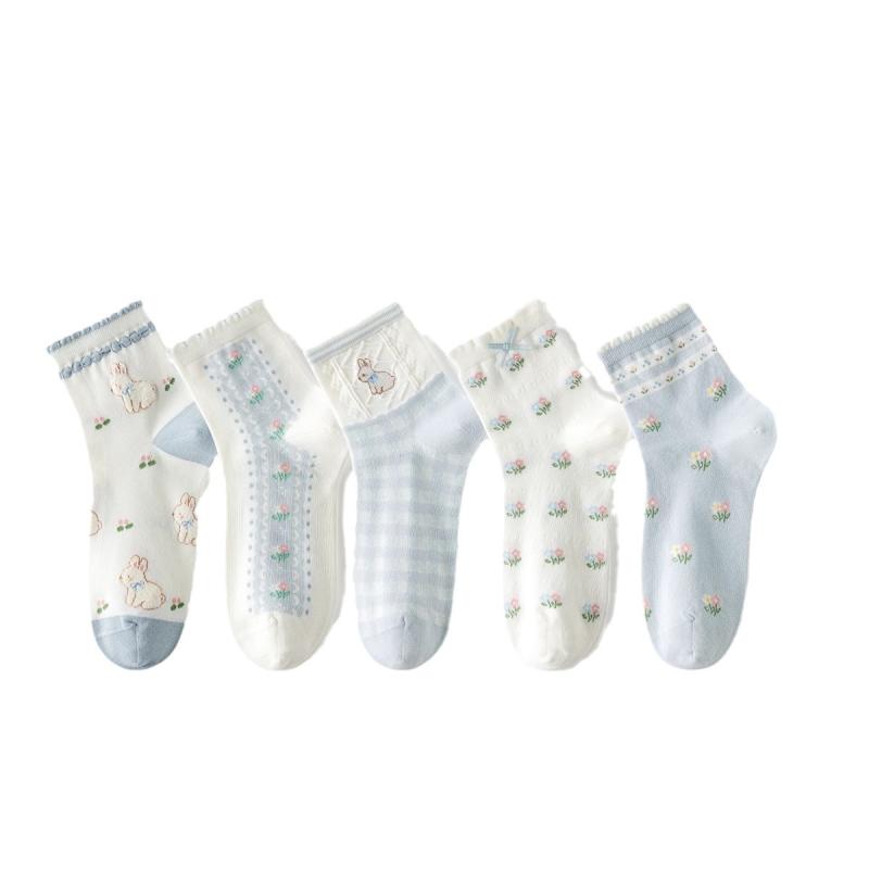 靴下 レディース 春 薄手 コットン 滑り止め 短い 中丈