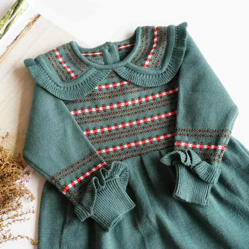 ワンピース キッズ 女の子 秋冬 ニットワンピース チュニック Aライン フリル かわいい 普段着