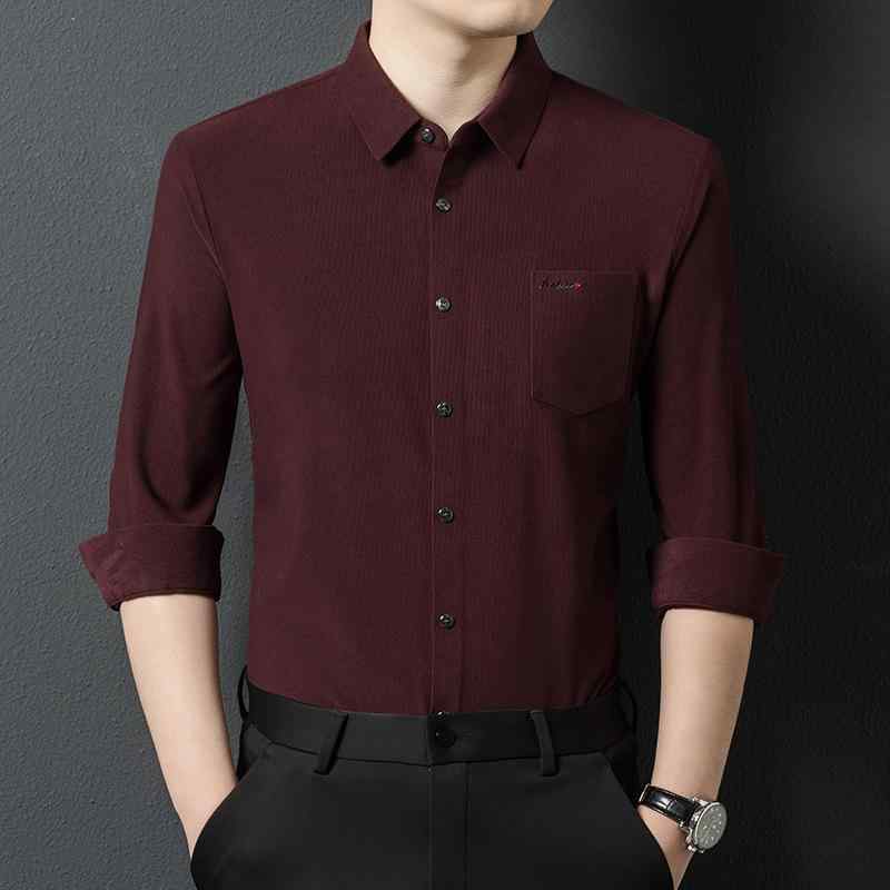 シャツ 男性用 トップス 長袖 無地 ビジネス カジュアル シャツ 普段使い 綿 春秋