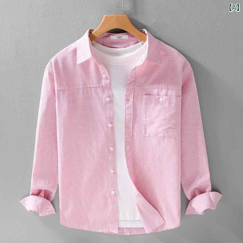 シャツ 男性用 オックスフォード ストライプ 長袖 カジュアル ゆったり 清潔感 日本製・素材: 綿類混紡・材质功能: 洗濯機洗い可能・スタイル: 日本風・款式: カーディガン・版型: ゆったり・领型: 襟付き・袖丈: 長袖・柄: ストライ...