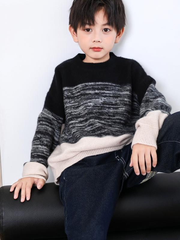 ニット キッズ 秋冬 レトロ 厚手 ラウンドネック ゆったり プルオーバー 男の子 セーター トップス