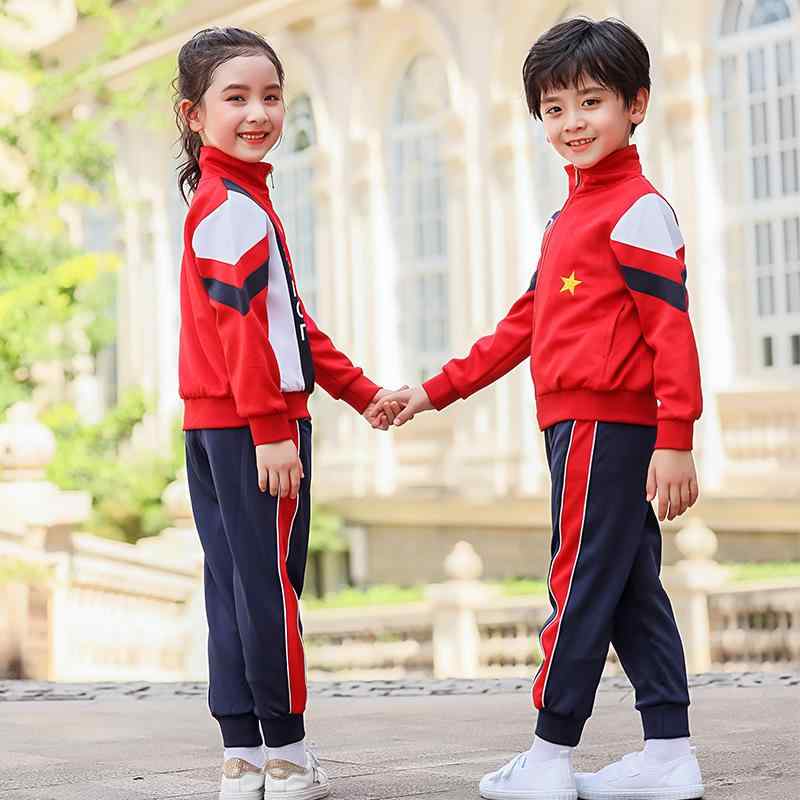 幼稚園 園服 春秋 セットアップ 子供 秋 小学生 制服 上下セット 赤 国風 ジャージ 運動着