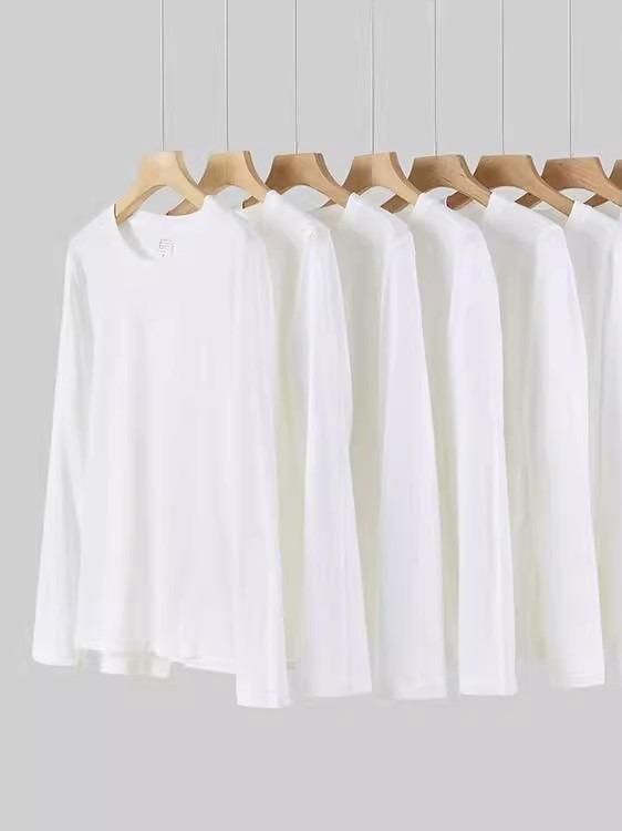 2Tシャツ 男性用 新疆長絨純綿 長袖 ヘビーウェイト トップス カットソー メンズ レディース 百搭 高品質 普段使い・スタイル: ベーシック・素材: 綿100%・柄: 無地・ネックライン: クルーネック・袖丈: 長袖・フィット: ゆった...