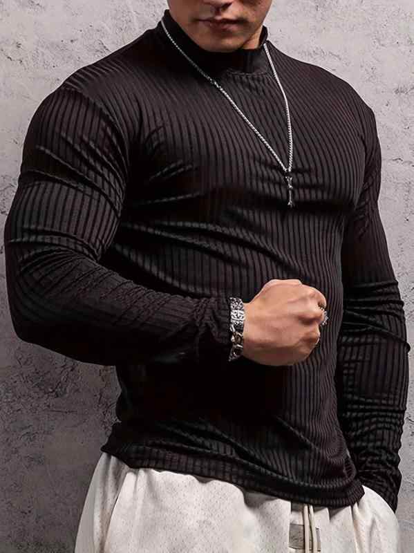 Tシャツ メンズ 男性用 長袖 立襟 カットソー トップス トレーニングウェア インナー スリムフィット