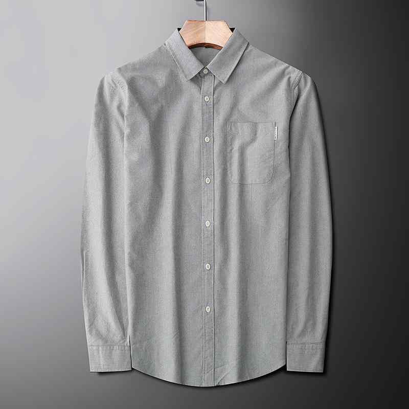 シャツ 男性用 長袖 純綿 オックスフォード 普段使い 春秋 カジュアル ビジネス
