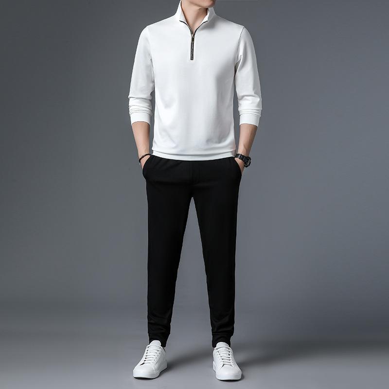 メンズ セットアップ 長袖 Tシャツ スタンドカラー ルーズフィット ロングパンツ 2点セット カジュアル 運動着 薄手 アウトドア 男性用
