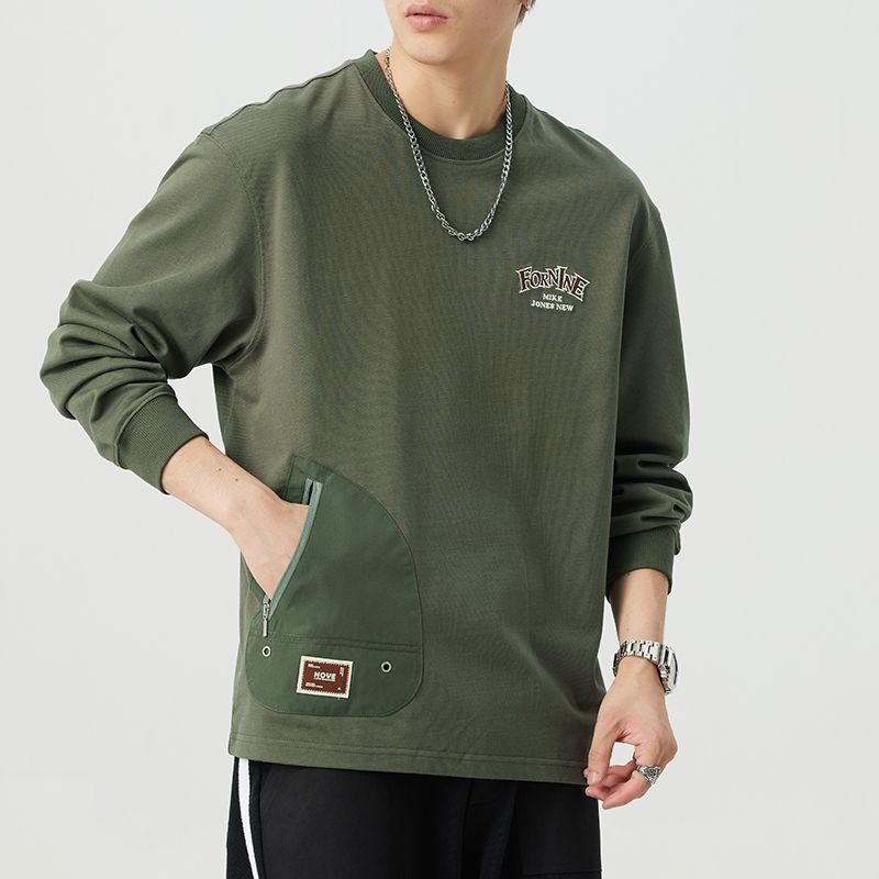 Tシャツ メンズ 男性用 長袖 コットン ゆったり ビッグシルエット 大きいサイズ 春秋 ラウンドネック トップス 普段使い 部屋着・スタイル: 青春流行・款式: 套头・领型: 无领・袖丈: 長袖・厚薄: 普通・主な素材: 綿100%・适用...