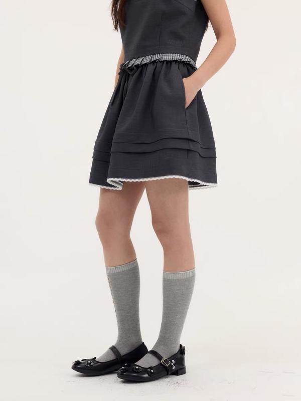 スカート レディース 春夏 フレアスカート 切り替え 花柄 傘型スカート ミニスカート かわいい ガーリー スタイル