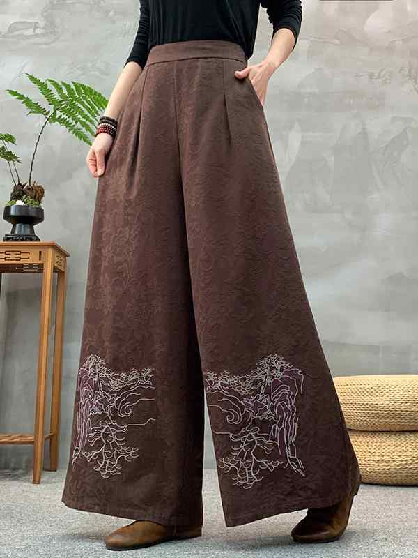 パンツ レディース 春夏 エスニック風 ワイドパンツ ゆったり ハイウエスト 体型カバー 着痩せ 美脚 ルームウェア 普段使い かわいい