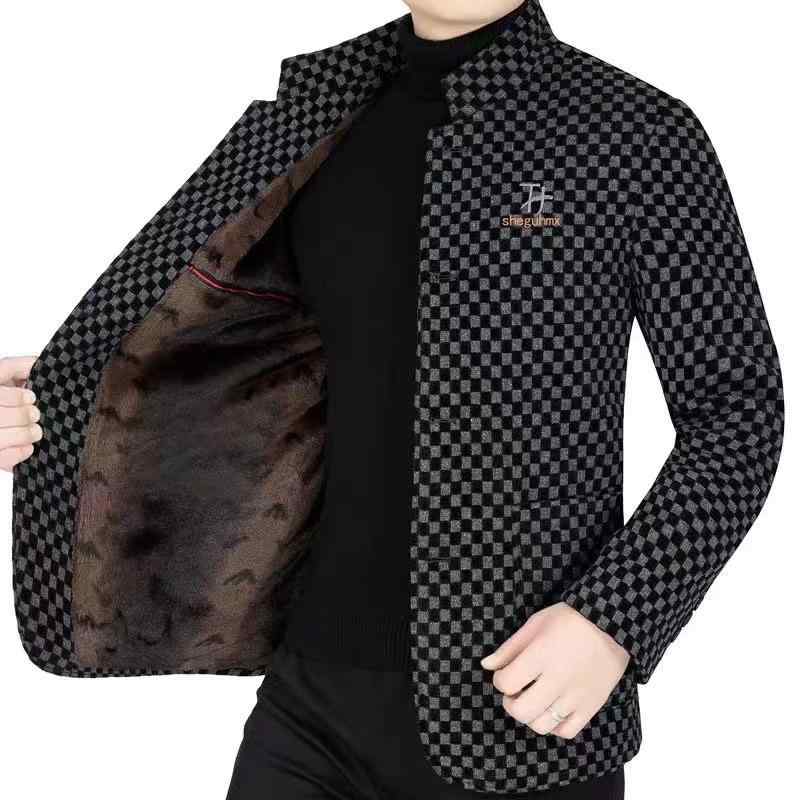 ジャケット 男性用 厚手 立襟 アウター シニア ビジネス カジュアル 暖かい 秋冬