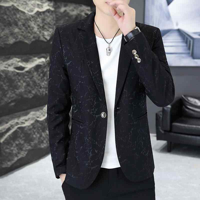 ジャケット メンズ 韓国風 スリム おしゃれ カジュアル スーツ 春秋物 ブリティッシュスタイル ナイトクラブ・版型: 直筒型・領型: 西装領・門襟: シングルブレスト・スタイル: 韓国風・柄: 拼色・誤差範囲: 1-3cm・生地: 化学繊...