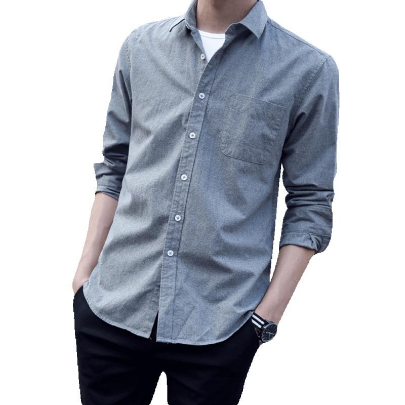 シャツ メンズ 男性用 長袖 韓国風 おしゃれ かっこいい カジュアル 白シャツ トップス アウター 秋服 デニム