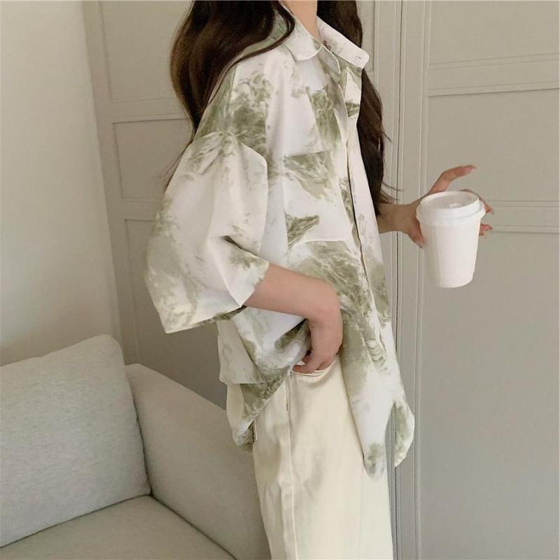 シャツ レディース デザイン性 ポロシャツ 半袖 淡緑 小清新 減齢 ゆったり トップス ブラウス カットソー