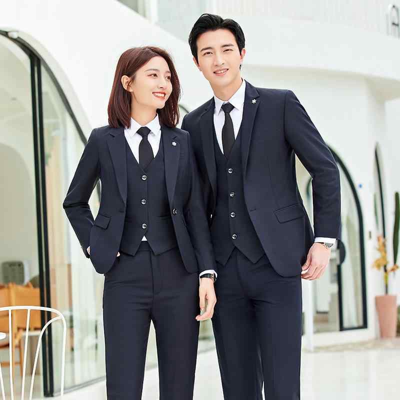 スーツ 男性用 韓国風 スリムフィット シングルボタン ビジネス フォーマル オフィスウェア 制服 販売員 ユニセックス 定番