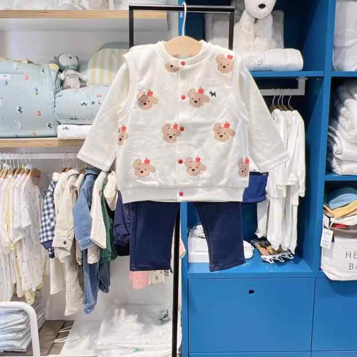 子供服 秋冬 男の子 女の子 綿 ベスト Tシャツ パンツ 3点セット 上下セット 普段着 かわいい