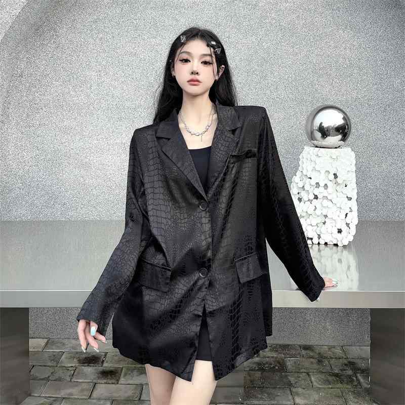 ジャケット レディース 高級感 トレンド 韓国系 エレガント 薄手 シルク シャツ スーツ ワニ柄 アニマル柄