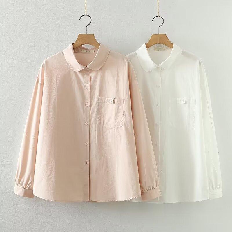 シャツ レディース 小丸襟 愛心柄 長袖 ブラウス カーディガン ゆったり 森ガール系 秋冬