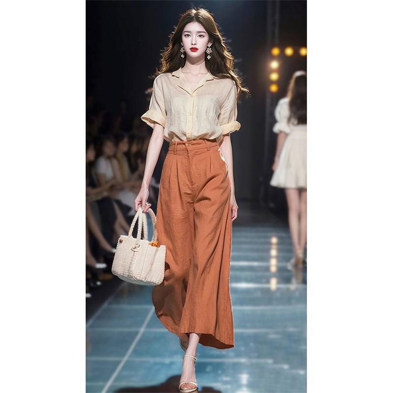 シャツ レディース 春夏 高級感 リラックス ワイドレッグパンツ セットアップ サマー エレガント ファッション 普段使い