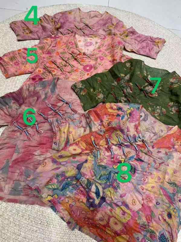 シャツ レディース 春夏 Vネック 花柄 プリント 麻 リネン 開襟 ブラウス チャイナ風 カーディガン トップス 羽織りもの ライトアウター おしゃれ きれいめ エレガント レトロ 文芸風