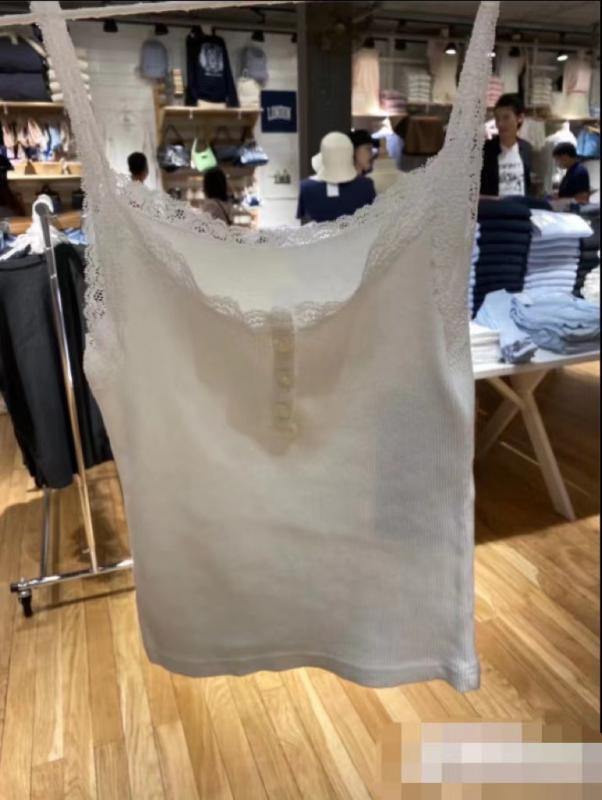 キャミソール レディース 白色 レース かわいい ボタン付き インナー トップス