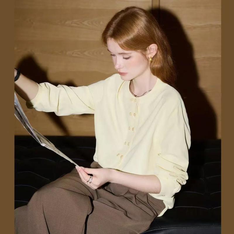 シャツ レディース ダブルブレスト トップス レトロ 文芸風 春 小柄 上着