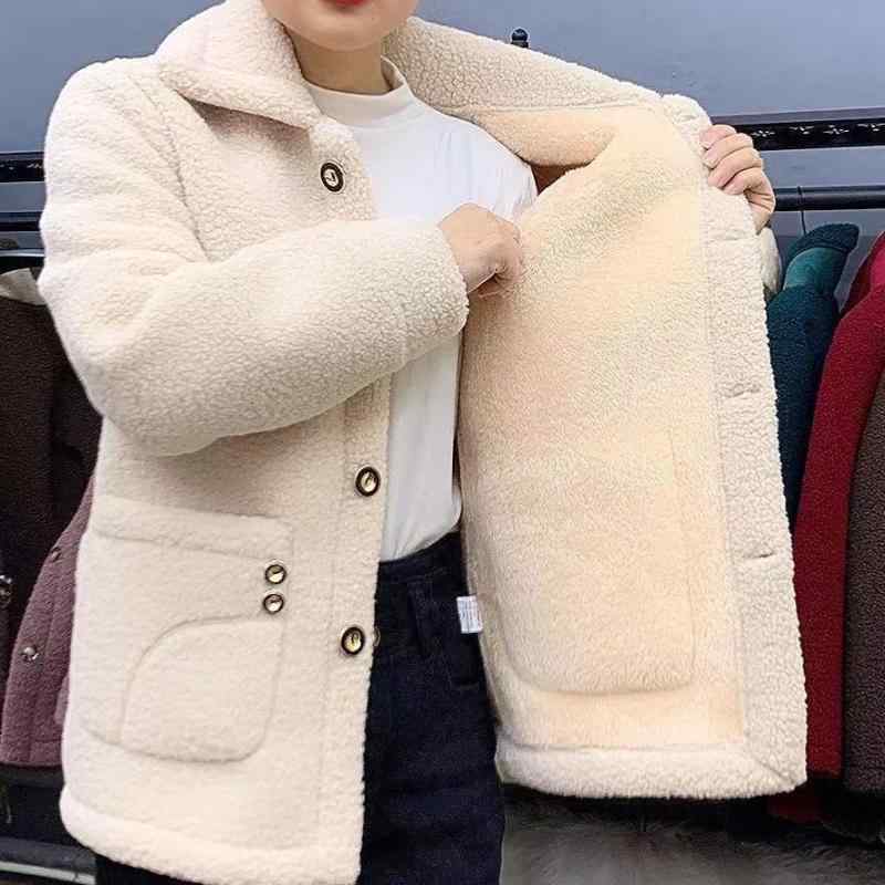 ジャケット レディース ママ ミドル丈 フェイクファー スエード ボア 裏起毛 防寒 あったか 秋冬・主な素材: 山羊皮・袖丈: 超長袖・ネックライン: その他・カラー: 米白色, 米驼色, 豆沙色, 酒红色, 咖啡色・サイズ: XL, 2...