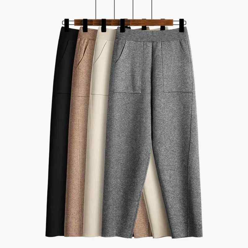 パンツ レディース ニットパンツ 秋冬 暖かい 厚手 ゆったり テーパードパンツ サルエルパンツ 高腰 美脚・素材: ポリエステル, ナイロン・スタイル: カジュアル・パンツ型: ハーレムパンツ・パンツ丈: 9分丈・ウエスト: ハイウエスト...