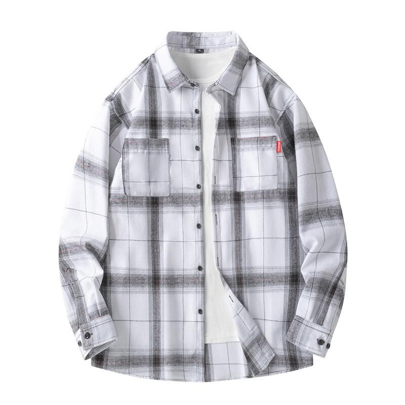 シャツ メンズ 男性用 格子柄 長袖 大きいサイズ ゆったり ドロップショルダー カジュアル 磨き起毛 ネルシャツ アウター