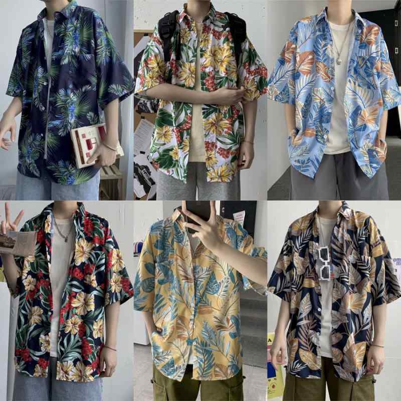 シャツ メンズ 半袖 アロハシャツ ハワイアンシャツ レトロ 痞帅 海辺 花柄 ゆったり リラックス 開襟 トップス 春夏・スタイル: 日系复古・款式: 开衫・版型: 宽松型・领型: 立领・袖丈: 短袖・图案: 碎花・厚薄: 薄款・款式细节...