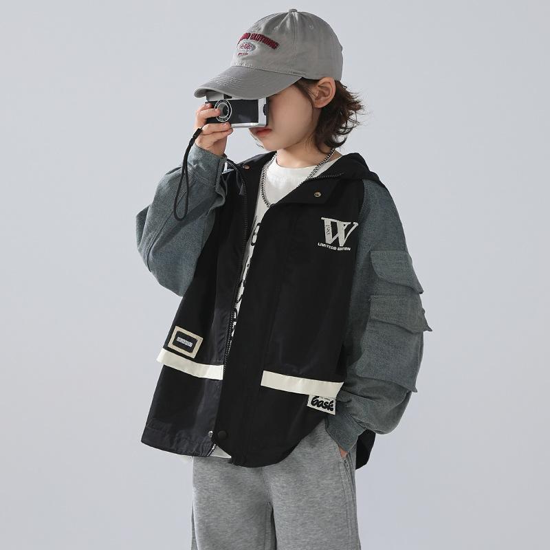 ジャケット 子供服 男の子 春秋 パーカー フード付き ゆったり ジップアップ ブルゾン 韓国風 クール ボーイズ アウター
