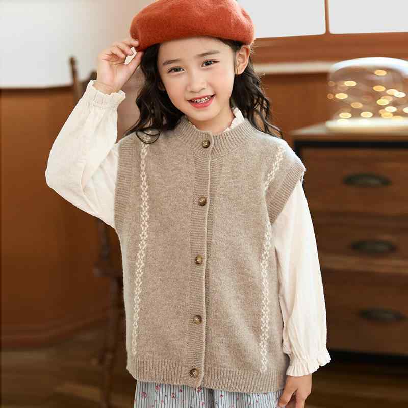 ニットベスト キッズ 子供服 春秋 韓国風 かわいい カーディガン ニット セーター ベスト・性別: 中性/男女兼用・スタイル: 简约・年齢層: 中大童(8歳以上、140cm以上)・シーズン: 冬、秋・生地加工: 柔软处理・デザイン: カー...