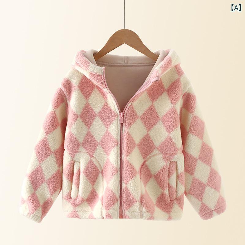 2子供服 ガールズ 格子柄 コットン ジャケット 秋冬 裏起毛 厚手 アウター 小香風 暖かい 防寒着