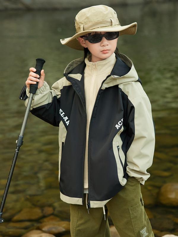 ジャケット キッズ 男の子 春物 アウター 三防 撥水 防風 フード付き ジャンパー アウトドア