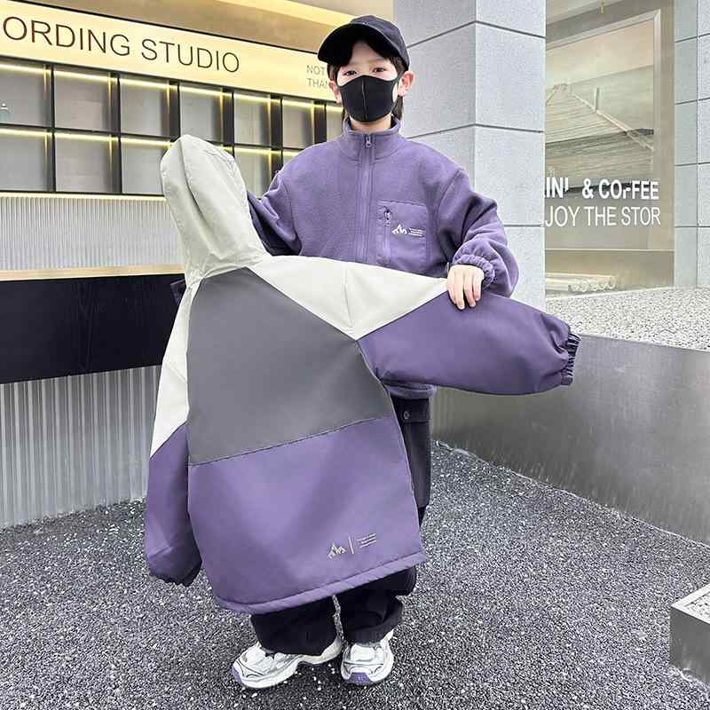 キッズ アウター 取り外し可能 防寒着 子供用 防風 ジャケット 男の子 フリース 春秋冬 加絨 加棉