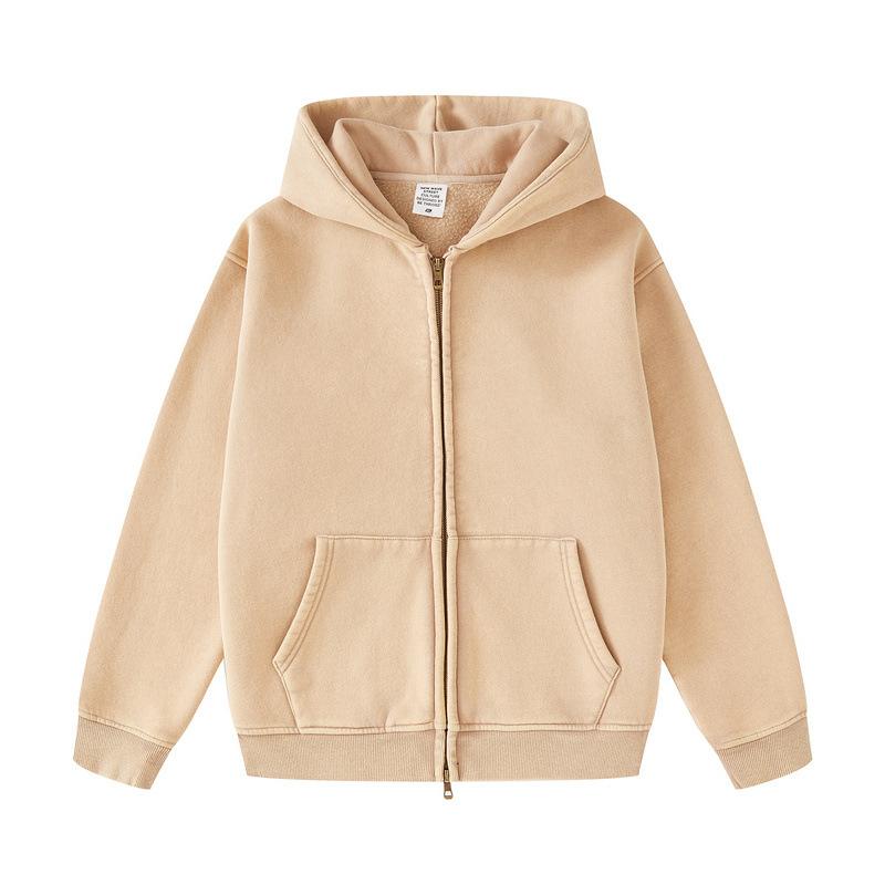 2子供服 秋冬 裏起毛 ジップアップ パーカー 子供服 洗濯加工 フード付き アウター ストリート ブランド風 スウェット