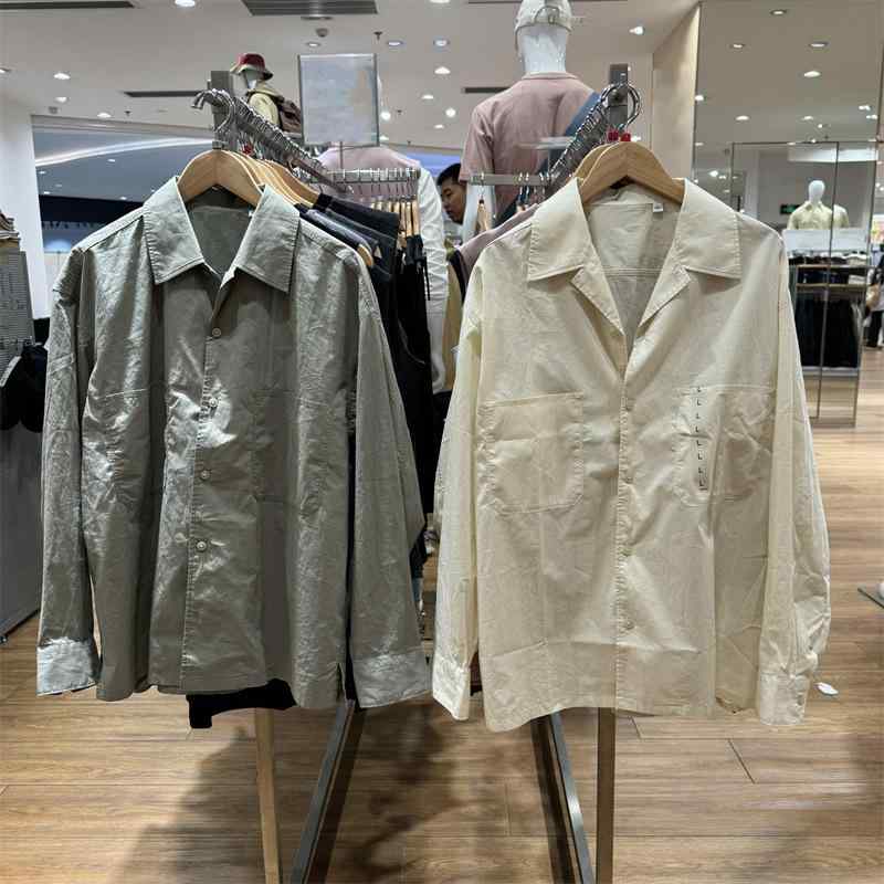 シャツ 男女兼用 開襟 長袖 トップス リラックスフィット 普段使い 通勤用 オフィス カジュアル 春夏