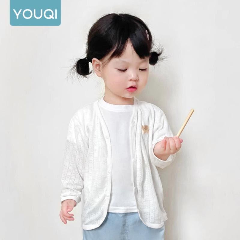 子供服 カーディガン 薄手 キッズ ベビー 男の子 女の子 冷房対策 接触冷感 羽織り サマーニット・性別: 男女兼用・素材: 竹繊維、再生繊維53.3%・カラー: ピンク, ホワイト, 水色, スカイブルー・サイズ: 73cm, 80cm...