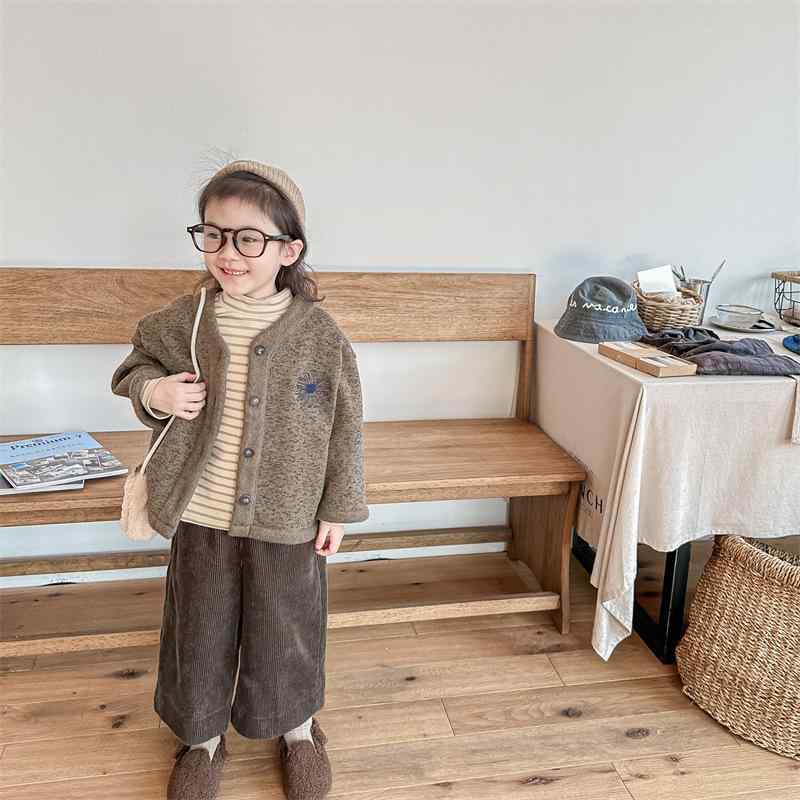 2キッズ ニット カーディガン 秋冬 韓国風 子供服 裏起毛 アウター 女の子 男の子 トップス 普段使い かわいい
